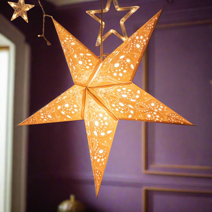 Lace: Natural Stone – 60cm Paper Star Lamp Shade – Paper Starlights